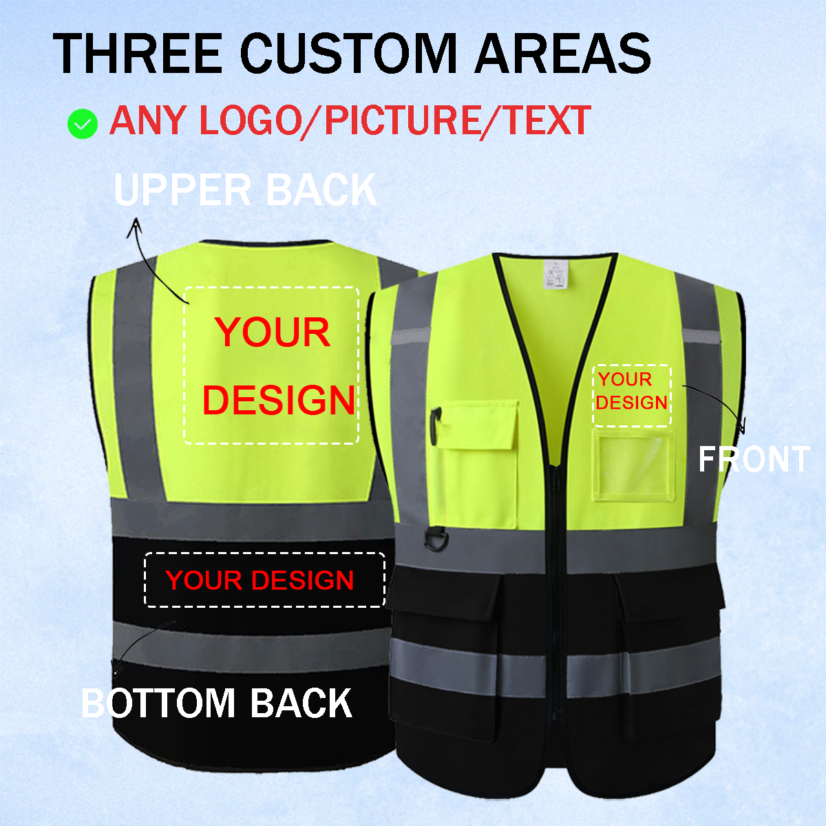 Free Custom Logo Safety Vest with Any Design - Personalize Hi Vis Vest ...